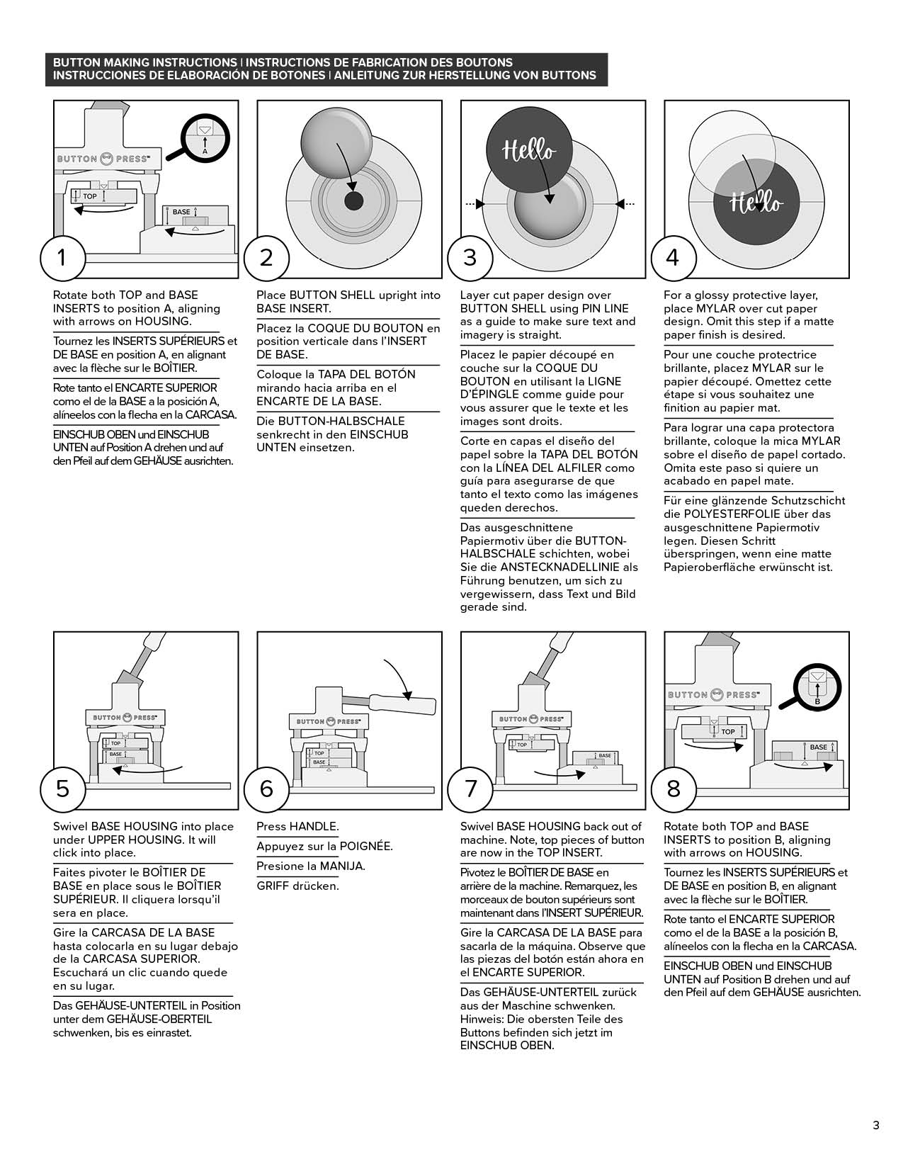 BUTTON PRESS KIT ALL IN ONE (104 PZS) - Scrapbook